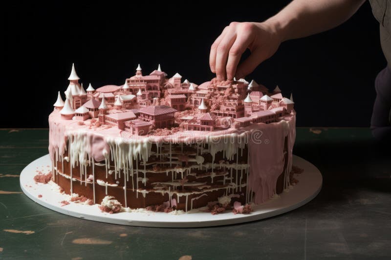 Delicious Sweet Layered Cake Close-up, Cake on the Table Stock Photo ...