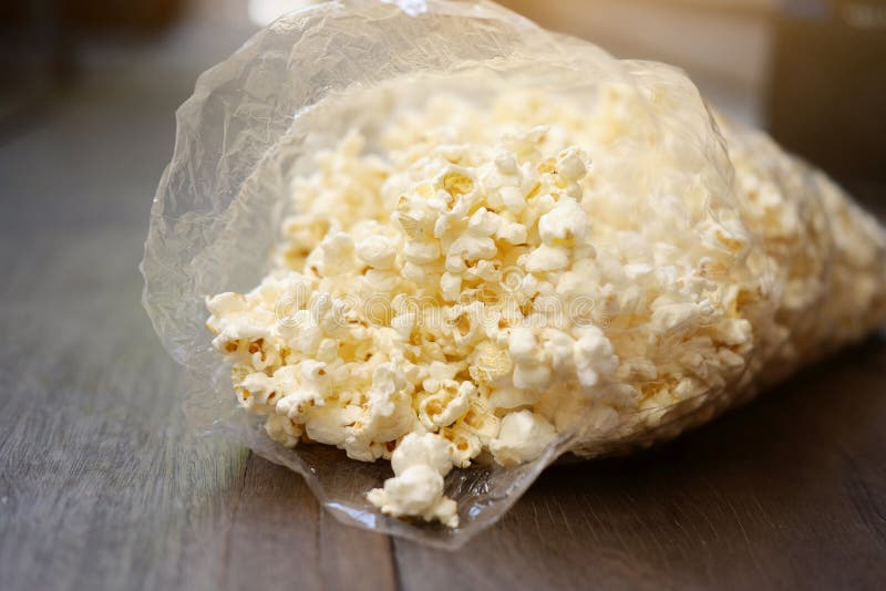 Delicious Sweet Popcorn in Plastic Bags Stock Image - Image of ...