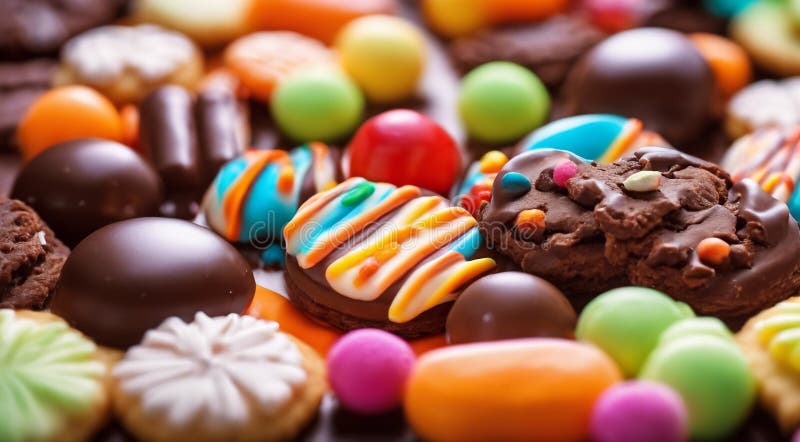 Delicious Sweets on Abstract Background, Sweets, Chocoltae, Donuts ...