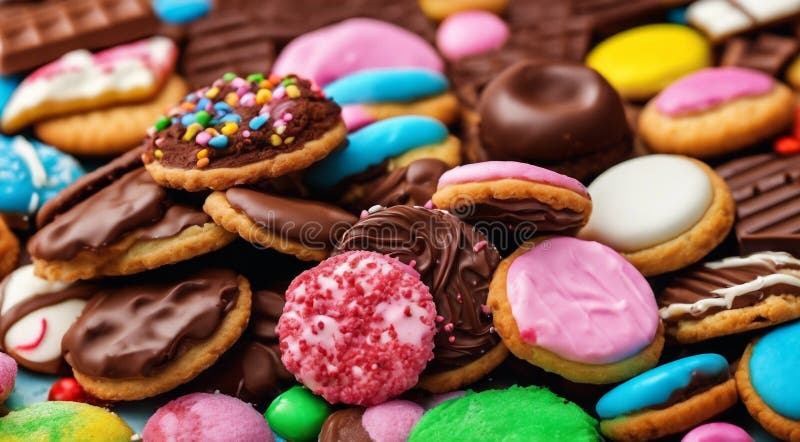 Delicious Sweets on Abstract Background, Sweets, Chocoltae, Donuts ...