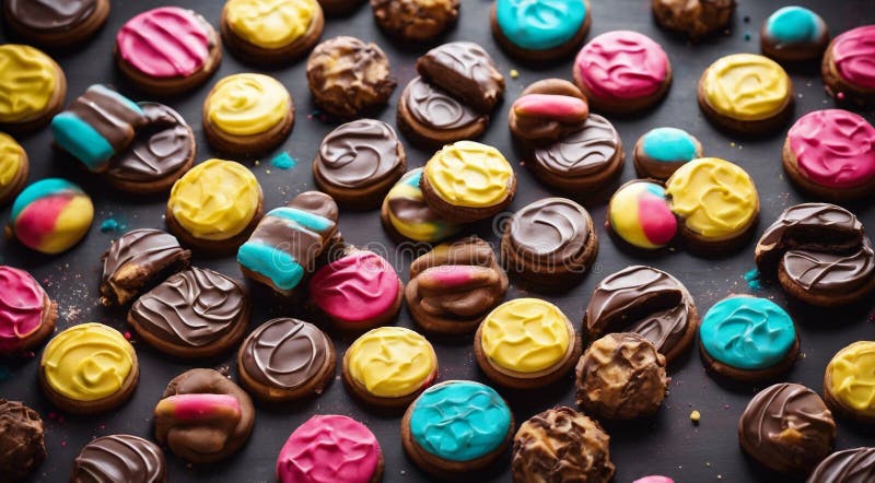 Delicious Sweets on Abstract Background, Sweets, Chocoltae, Donuts ...