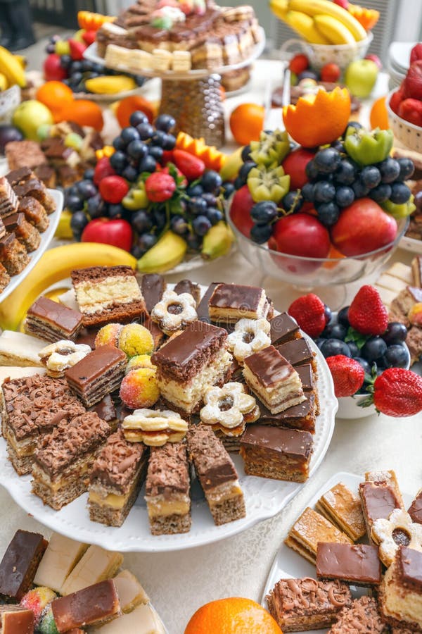 Delicious Sweets and Fruits Stock Photo - Image of sweet, cookies: 91716944