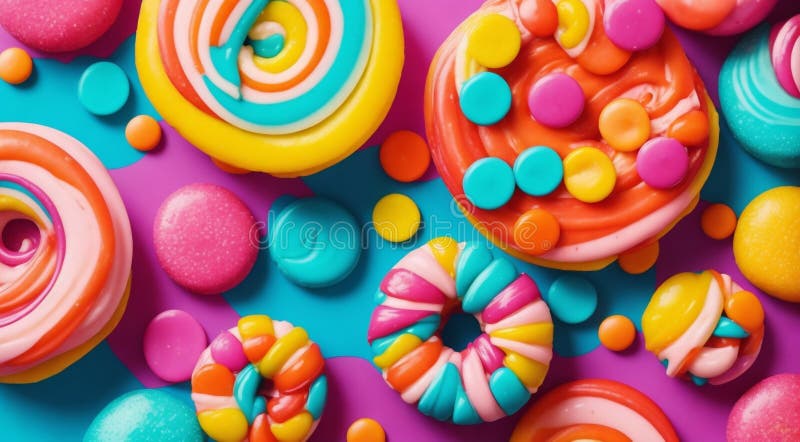 Sweets on Sweet Background, Sweets on Abstract Colored Background ...