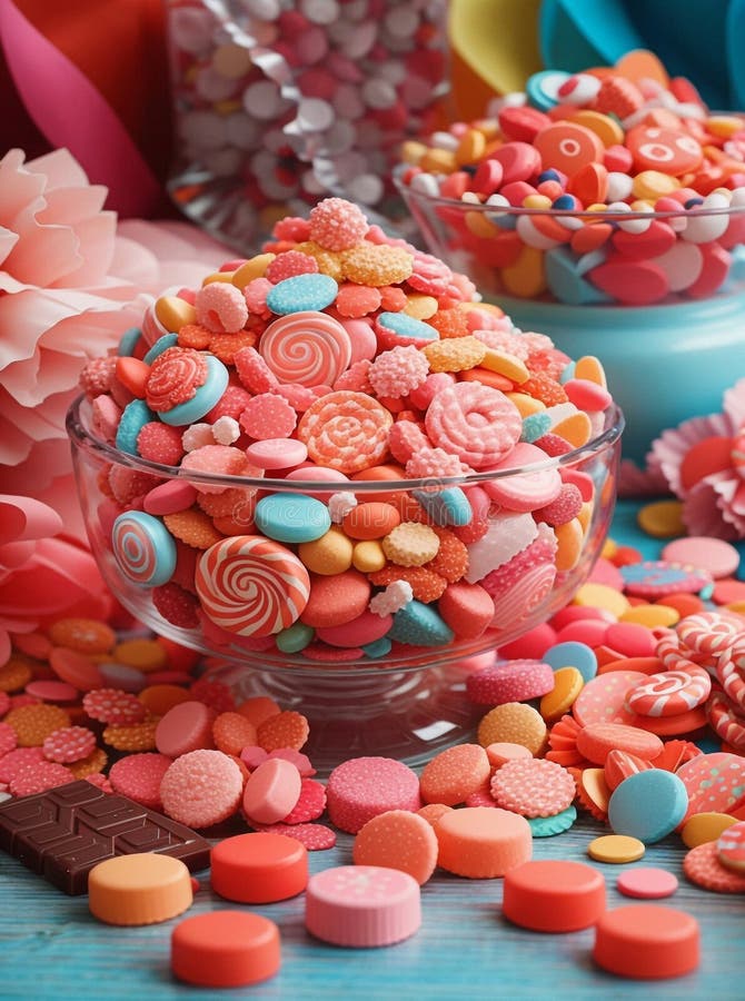 Sweets on Sweet Background, Sweets on Abstract Colored Background ...