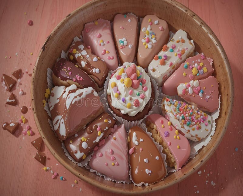 Sweets on Sweet Background, Sweets on Abstract Colored Background ...