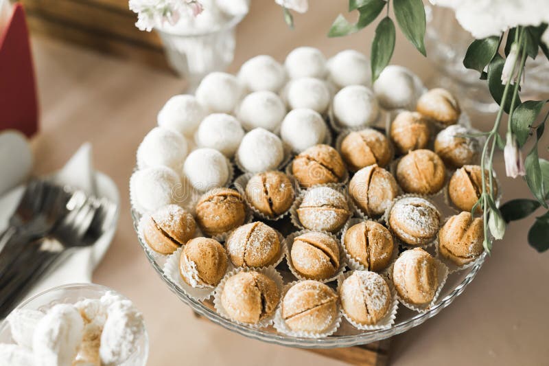 Delicious Sweets On Wedding Candy Buffet With Desserts, Cupcakes ...