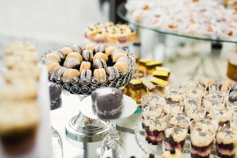 Delicious Sweets on Wedding Candy Buffet with Desserts, Cupcakes Stock ...