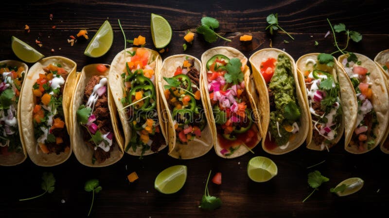 Delicious Taco Variety, a True Culinary Work of Art Stock Illustration ...