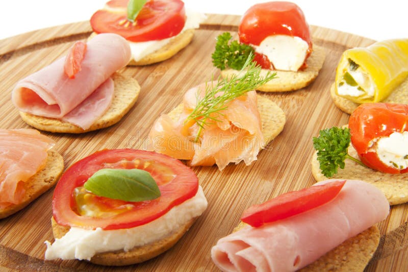 Tapas on Crusty Bread stock photo. Image of party, aubergine - 38756094