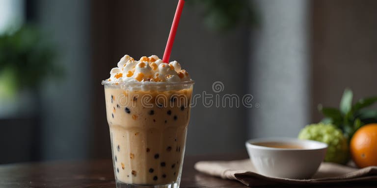 Delicious Tapioca in a Bubble Milk Tea with Ice Shown in a Copy Space ...