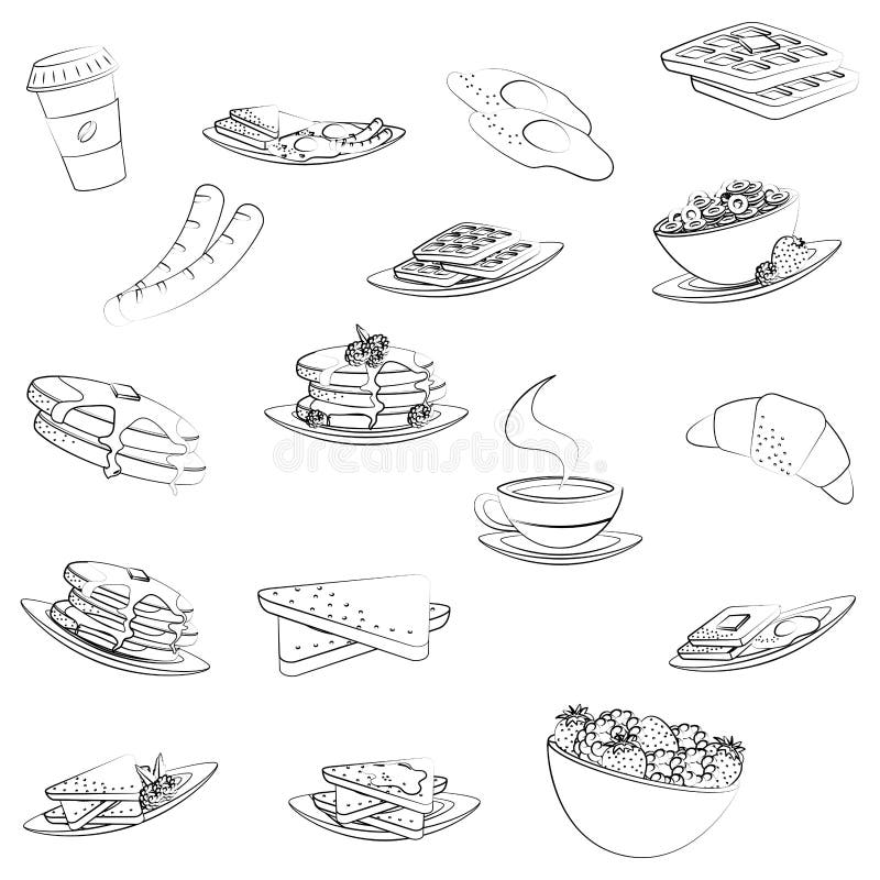 Delicious Tasty Breakfast Cartoon Stock Vector - Illustration of eggs ...