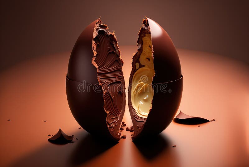 A Chocolate Easter Egg Split in Half Stock Illustration - Illustration ...