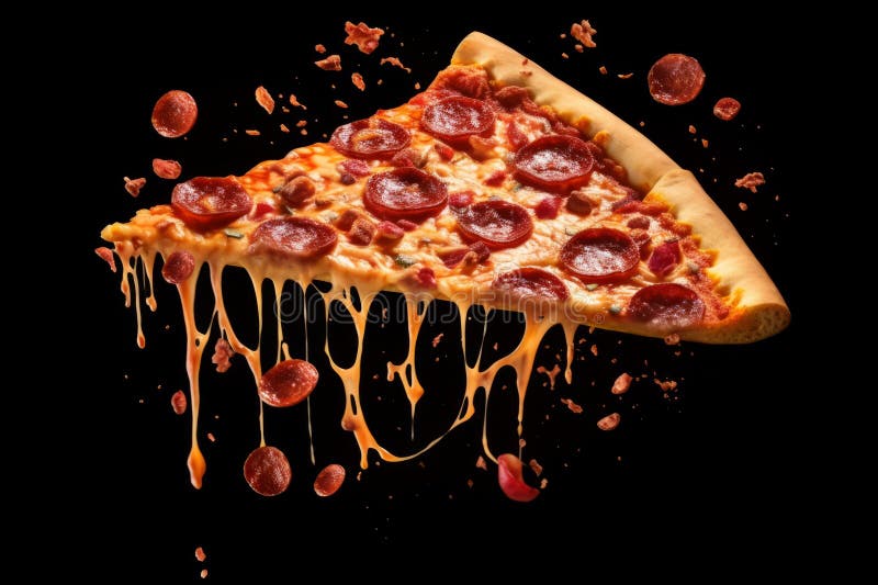 Delicious Tasty Slice of Flying Pepperoni Stock Photo - Image of ...