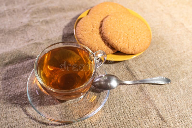 Delicious Tea with Fresh Oatmeal Cookies Stock Image - Image of rustic ...