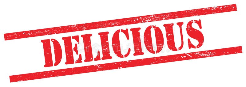 DELICIOUS Text on Red Grungy Rectangle Stamp Stock Illustration ...