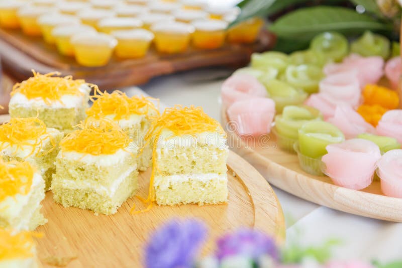 Delicious Thai Dessert with Cake Set Stock Photo - Image of style ...