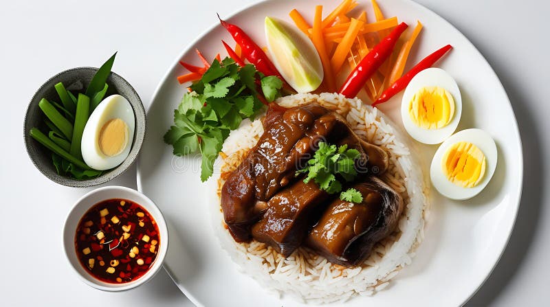 Delicious Thai Style Pork Stew Over Rice Eggs Vegetables Stock Photos ...
