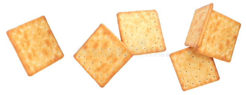 Delicious Thin Crispy Crackers Isolated on White Background with ...