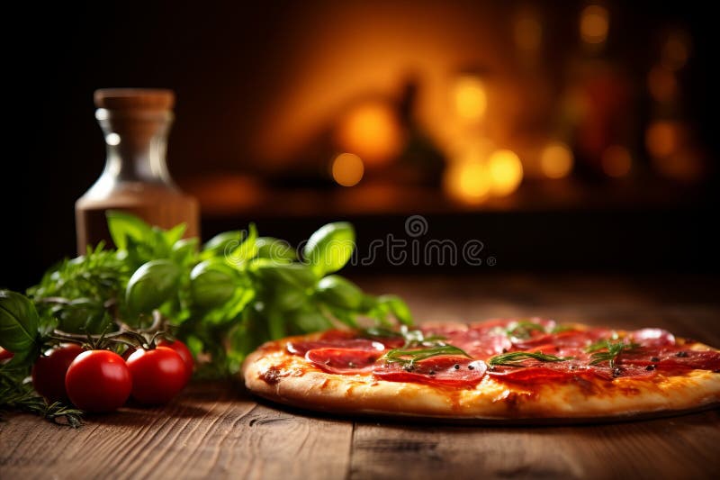 Delicious Thin Crust Pizza with Copy Space for Custom Text Stock ...