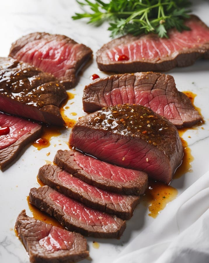 Sliced and Marinated Beef Seasoned with Spices is Presented Alongside a ...