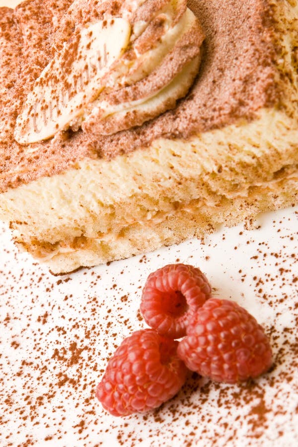 Delicious Tiramisu with Raspberries Stock Image - Image of brown ...
