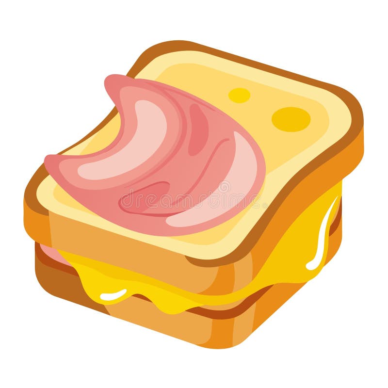 A Delicious Toast with Ham and Liquid Cheese Stock Vector ...