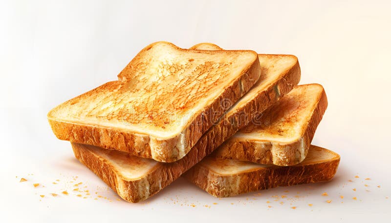 Delicious Toasted Bread Pieces, Isolated on White Background Stock ...