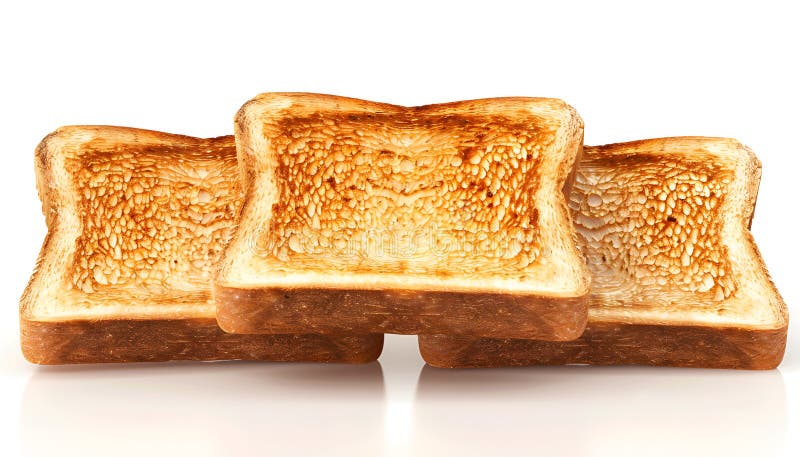 Delicious Toasted Bread Pieces, Isolated on White Background Stock ...