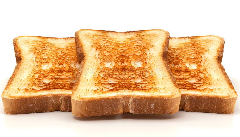 Delicious Toasted Bread Pieces, Isolated on White Background Stock ...
