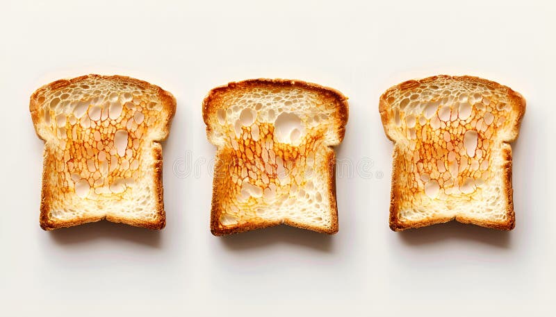 Delicious Toasted Bread Pieces, Isolated on White Background Stock ...