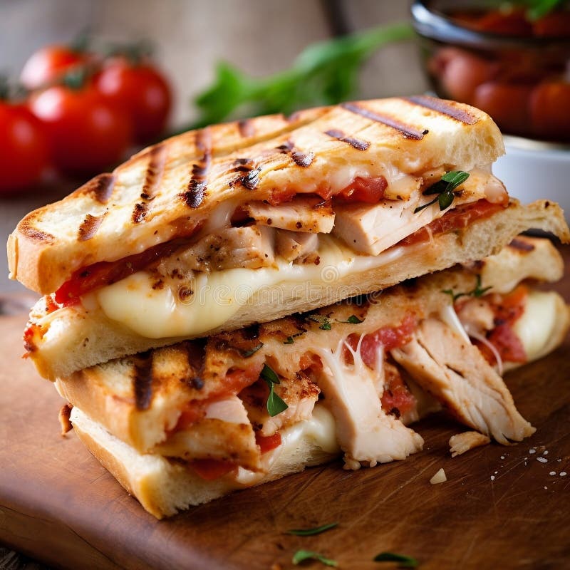 Delicious Toasted Chicken Panini. Generative AI Stock Illustration ...