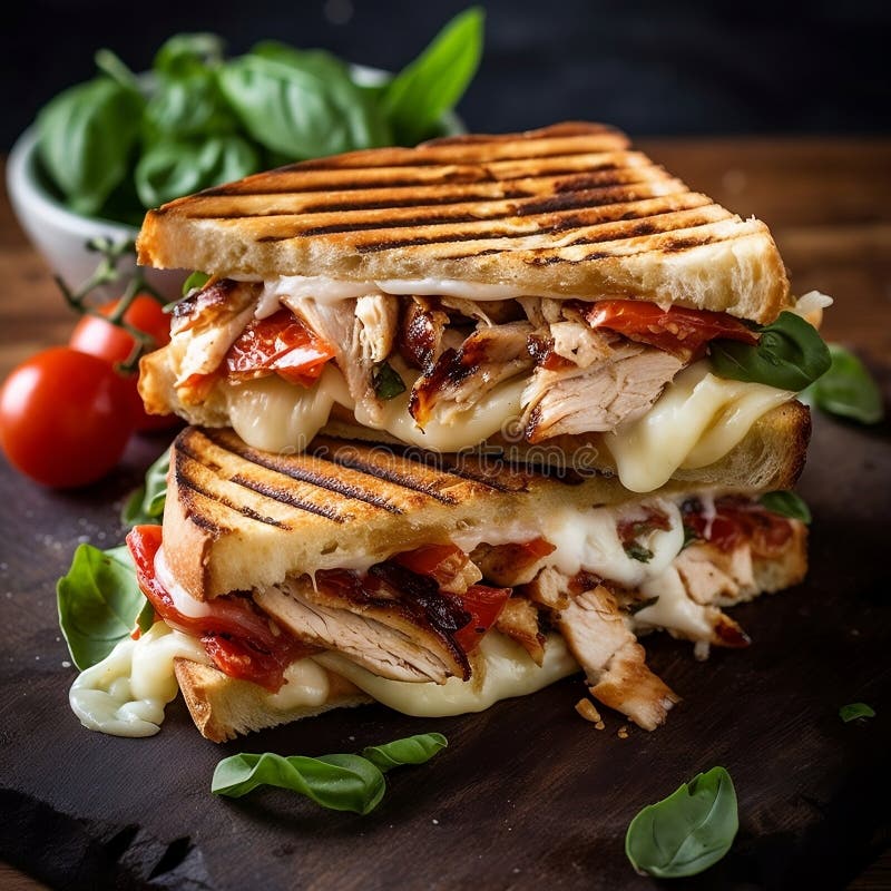 Delicious Toasted Chicken Panini. Generative AI Stock Illustration ...