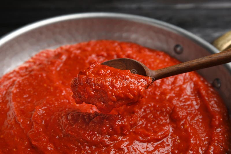 Delicious Tomato Sauce in Pan Stock Image - Image of recipe, ingredient ...