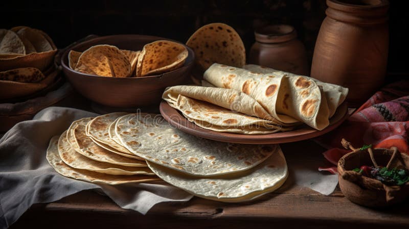 Delicious Tortillas on Kitchen Table, AI Generative Stock Image - Image ...