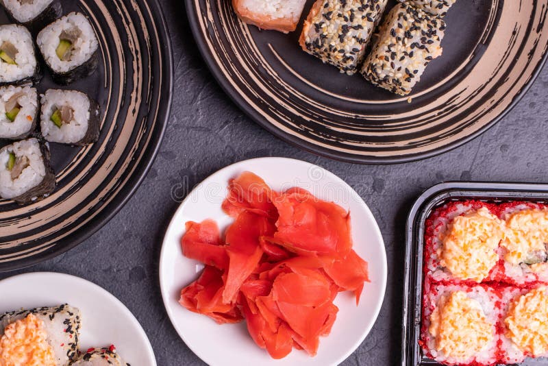 Asian rice and fish rolls stock image. Image of cooked - 192262767