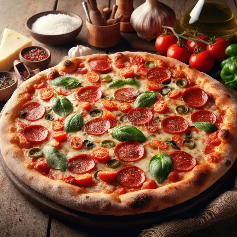 Delicious Traditional Italian Pizza in a Rustic Setting Stock Photo ...