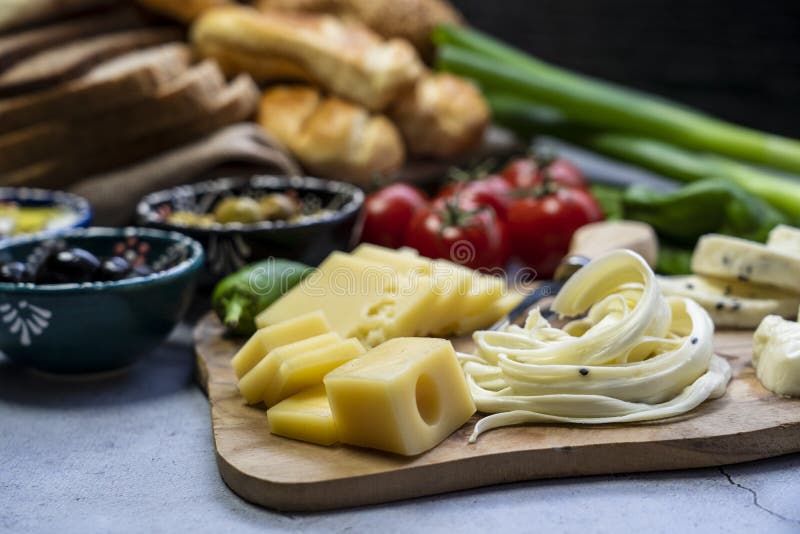 Delicious Traditional Turkish Cheese for Breakfast on Table Stock Image ...
