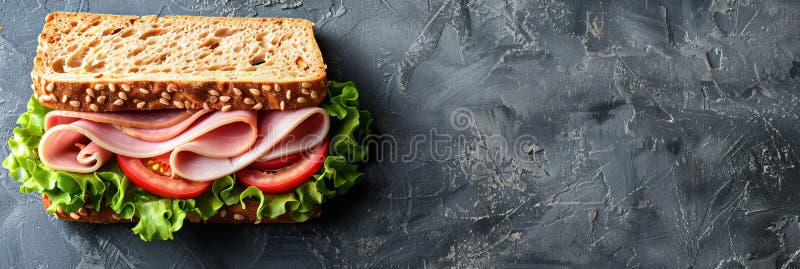 Delicious Triangle Sandwich with Ham, Cheese, Tomato Salad on Neutral ...