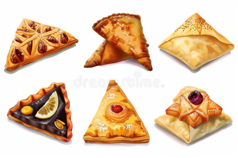 Delicious Triangular Pastries of Purim Stock Illustration ...