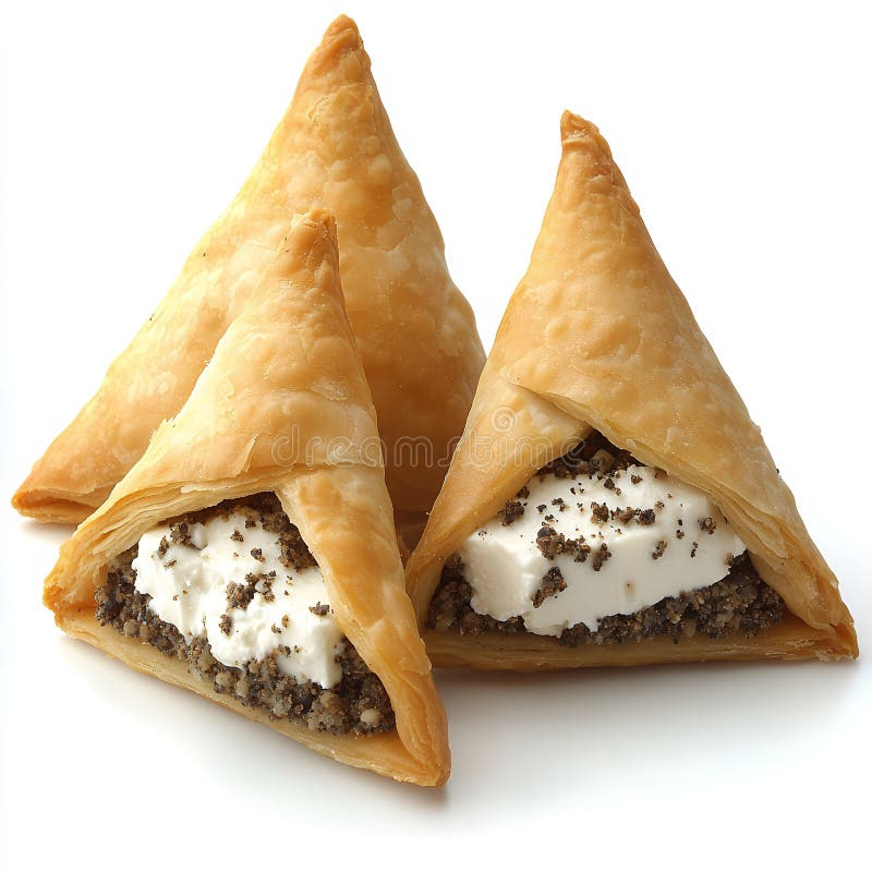 Delicious Triangular Pastry Filled with Creamy Cheese and Nutty Filling ...