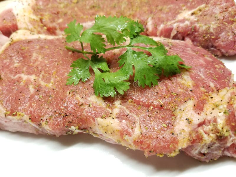 Uncooked Shell Steaks stock image. Image of isolated - 126804065