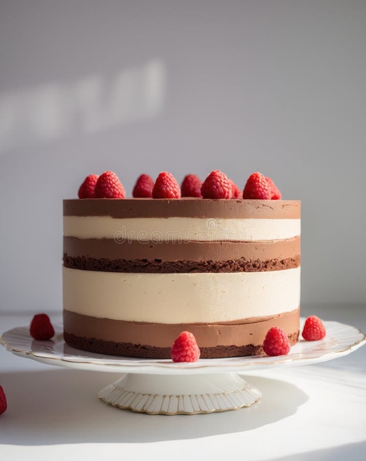 Delicious Triple Layer Chocolate Mousse Cake Dessert Stock Image ...