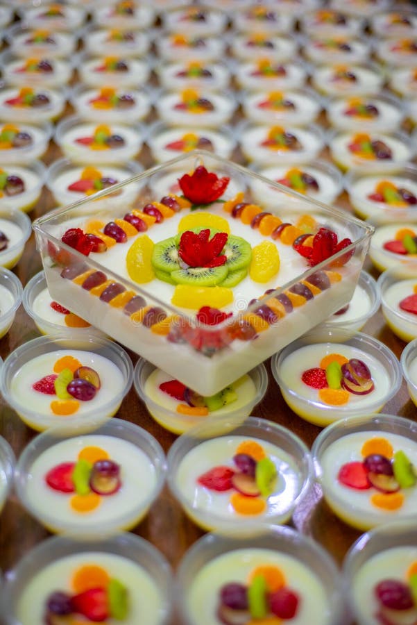 Delicious Tropical Fresh Fruit Pudding on Table Stock Photo - Image of ...
