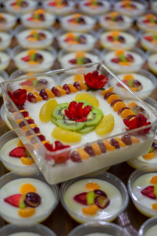 Delicious Tropical Fresh Fruit Pudding on Table Stock Image - Image of ...