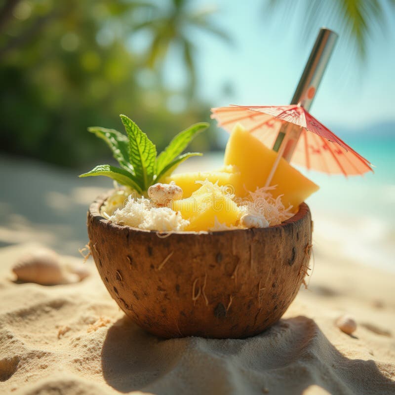 Fruit Summer Smoothie Tropical Island Palm Trees Stock Photos - Free ...