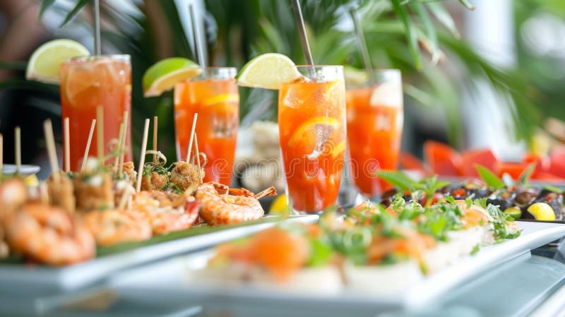Delicious Tropicalthemed Appetizers Being Passed Around Perfectly ...