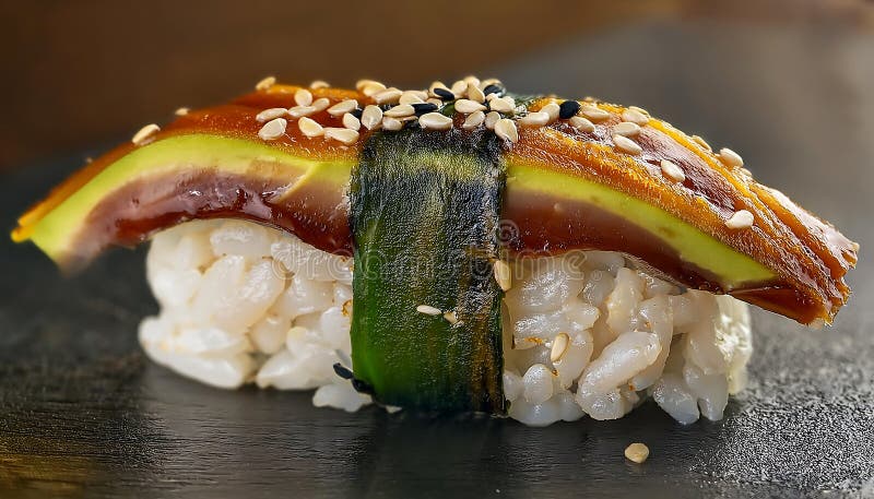 Delicious Tuns Sushi with Eel, Unagi, Cucumber and Rice Con Stock ...