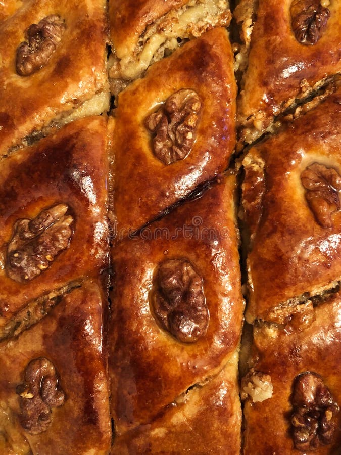 Delicious Turkish Dessert with Nuts and Honey Stock Photo - Image of ...