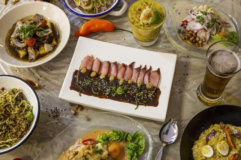 Delicious Typical Dishes of Peruvian Cuisine for Restaurant Menu Stock ...