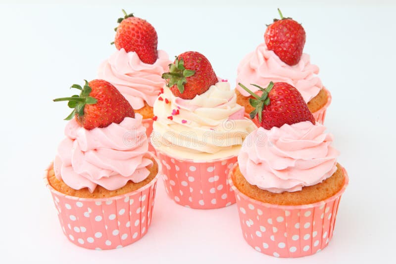 Delicious Vanilla Cupcake with Strawberry Stock Image - Image of baking ...